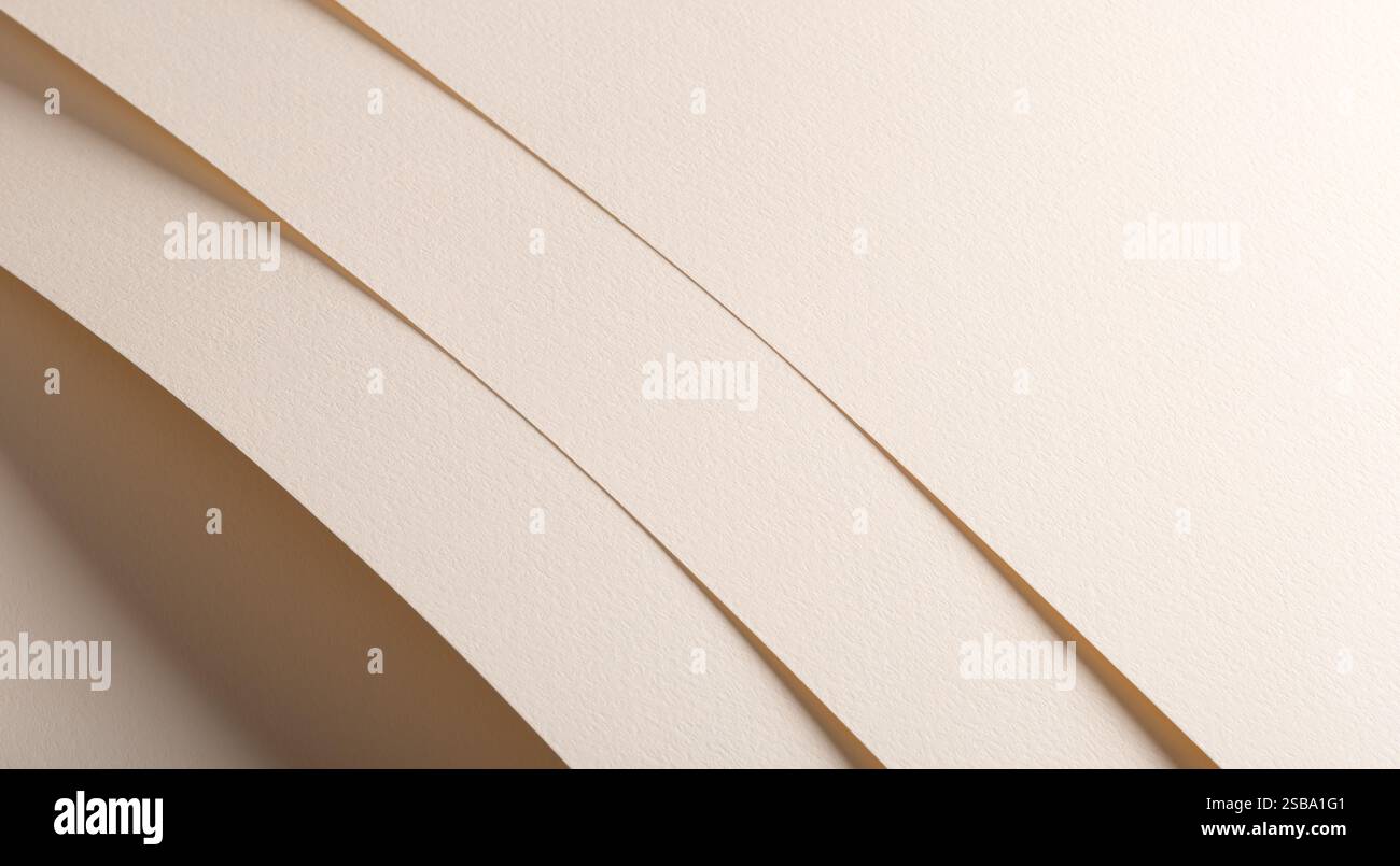 A textured beige paper background featuring elegantly curved layers ...