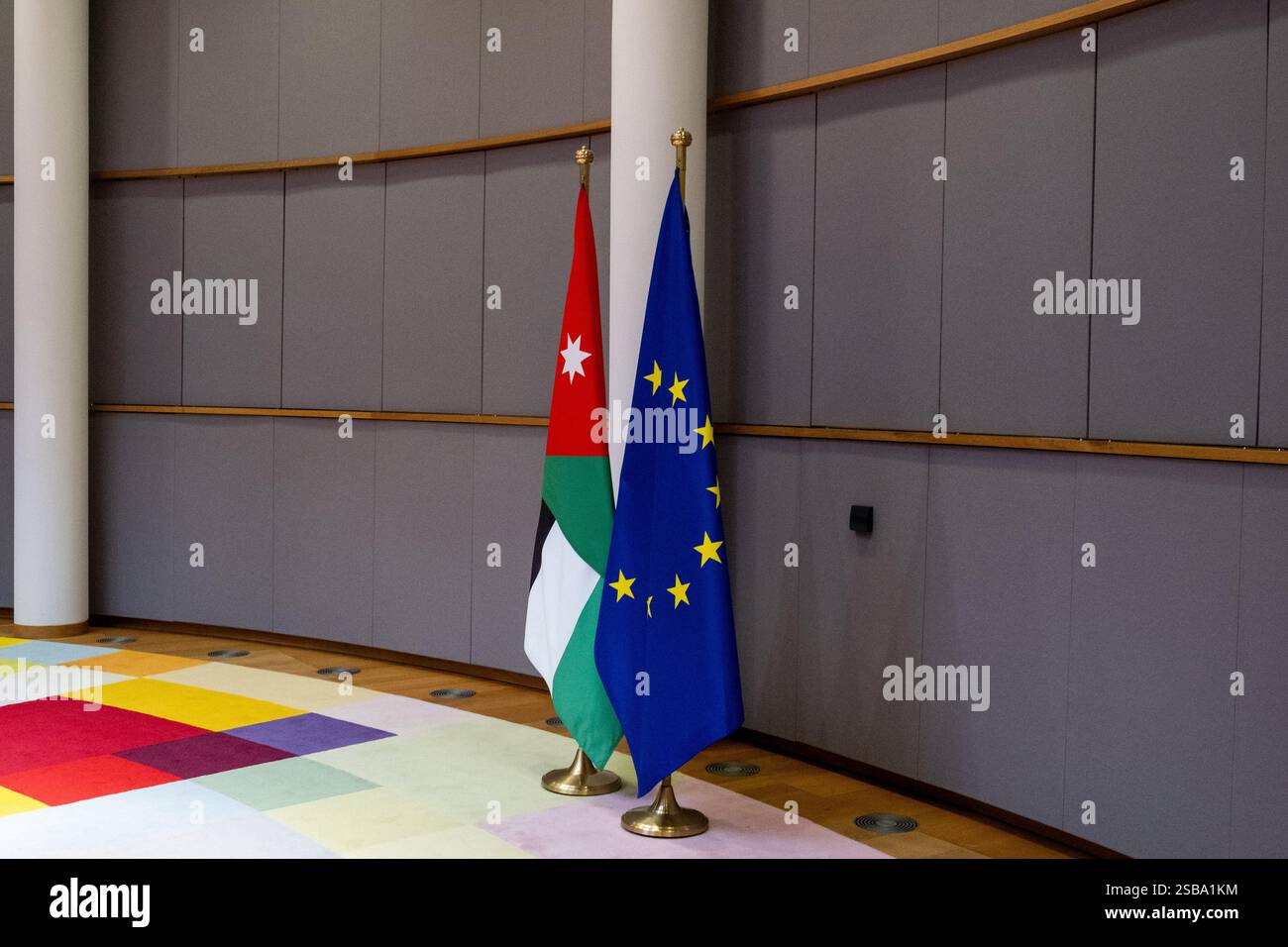 Flag during the meeting between President of the European Council ...