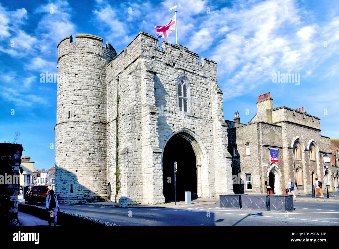 Canterbury Kent West Gate tower built 1380 and museum with deep blue ...