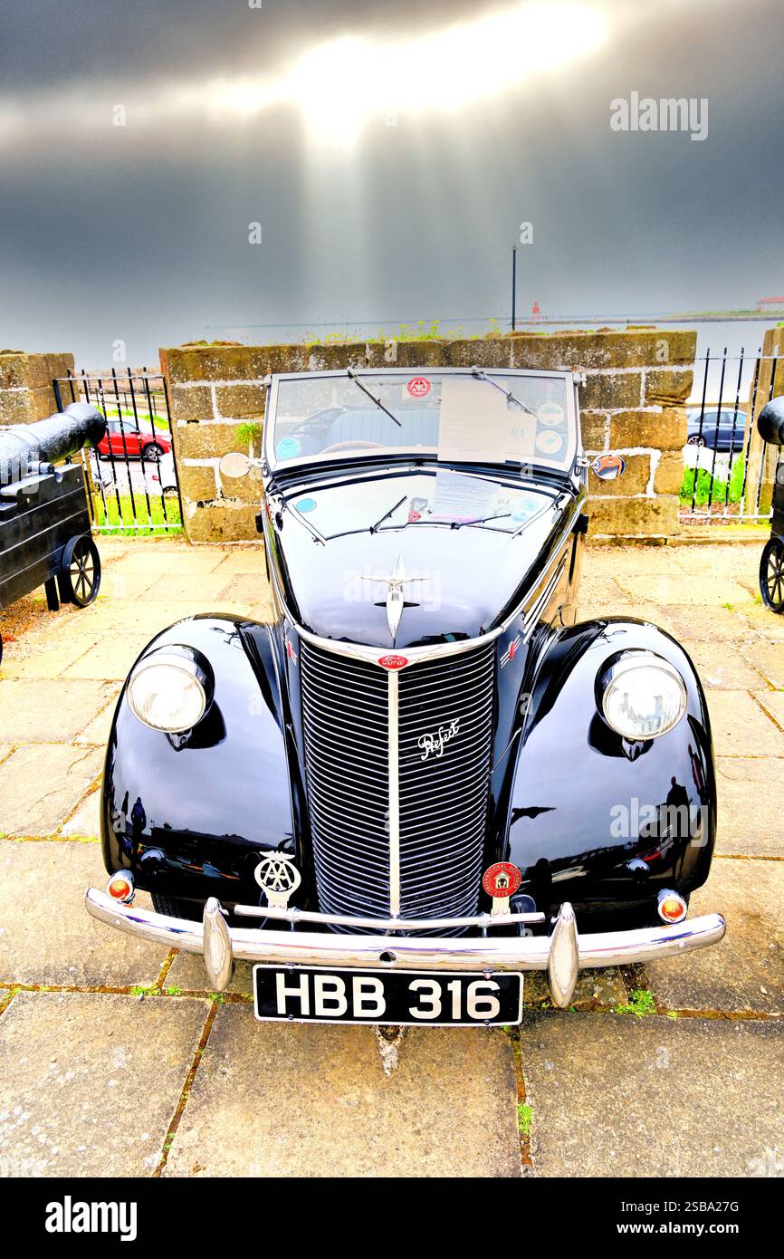 1930s vintage Ford Prefect convertible at the North Shields fish quay ...