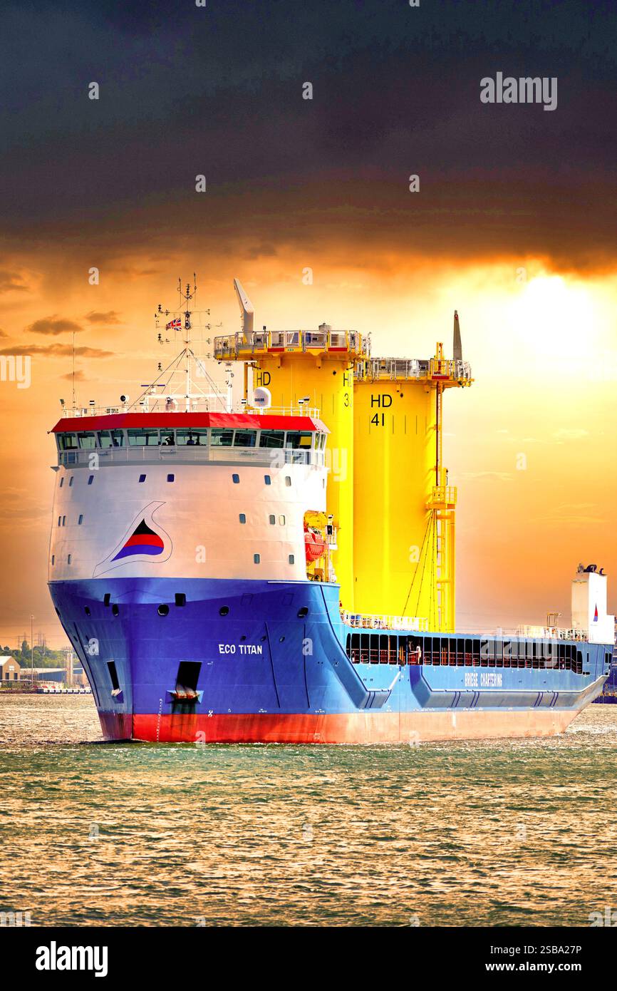 Ship ECO TITAN delivering wind turbine base parts manufactured at ...