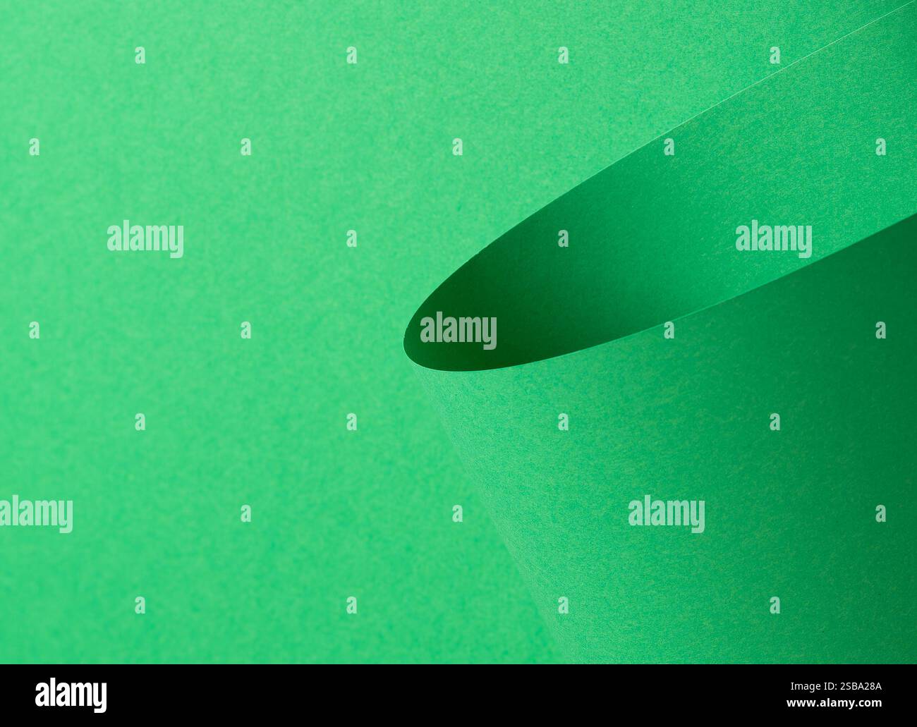 Eden green paper background with a smooth matte finish and curled ...