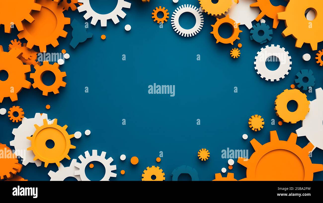 Abstract image depicting interconnected gears and cogs,symbolizing the mechanics and innovation ...