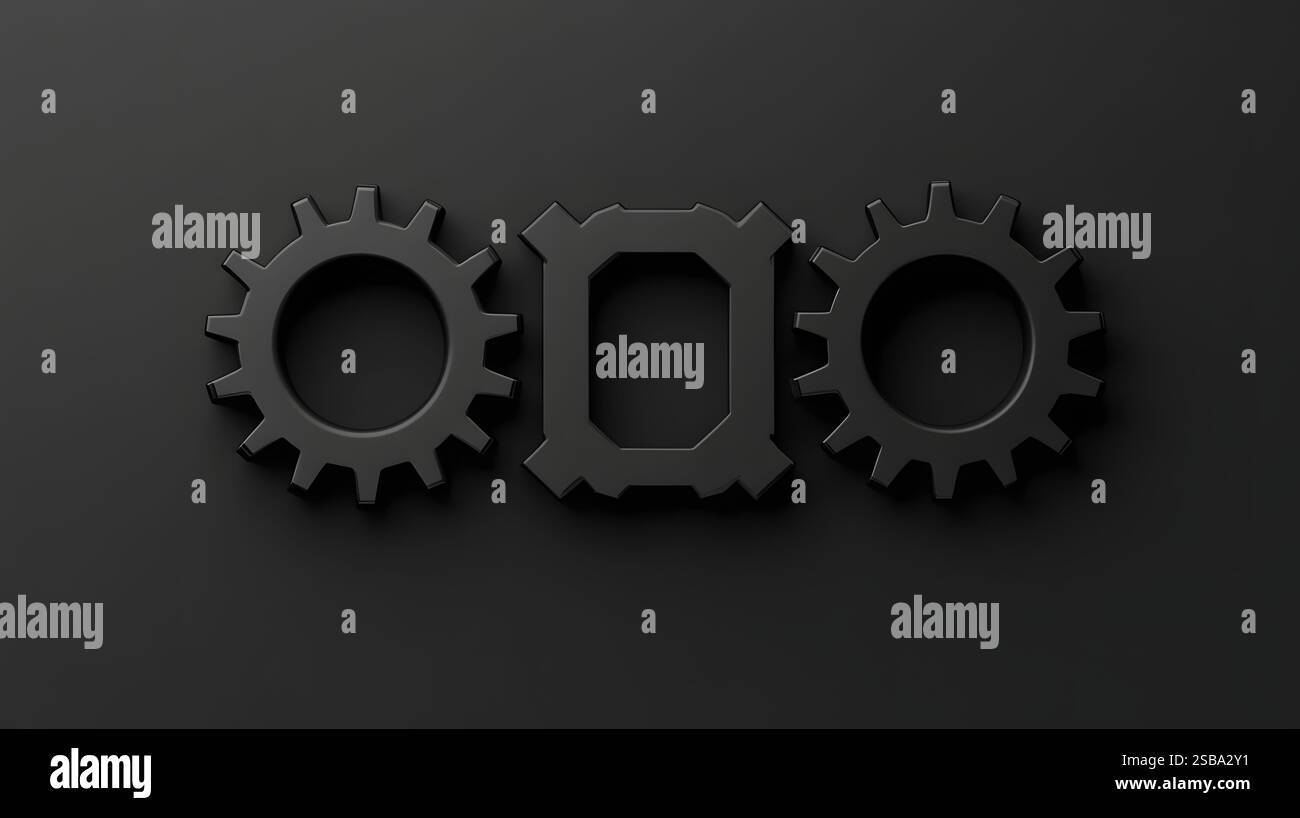 Minimal Monochrome 3D Mechanical Gear Arrangement with Smooth Textures ...