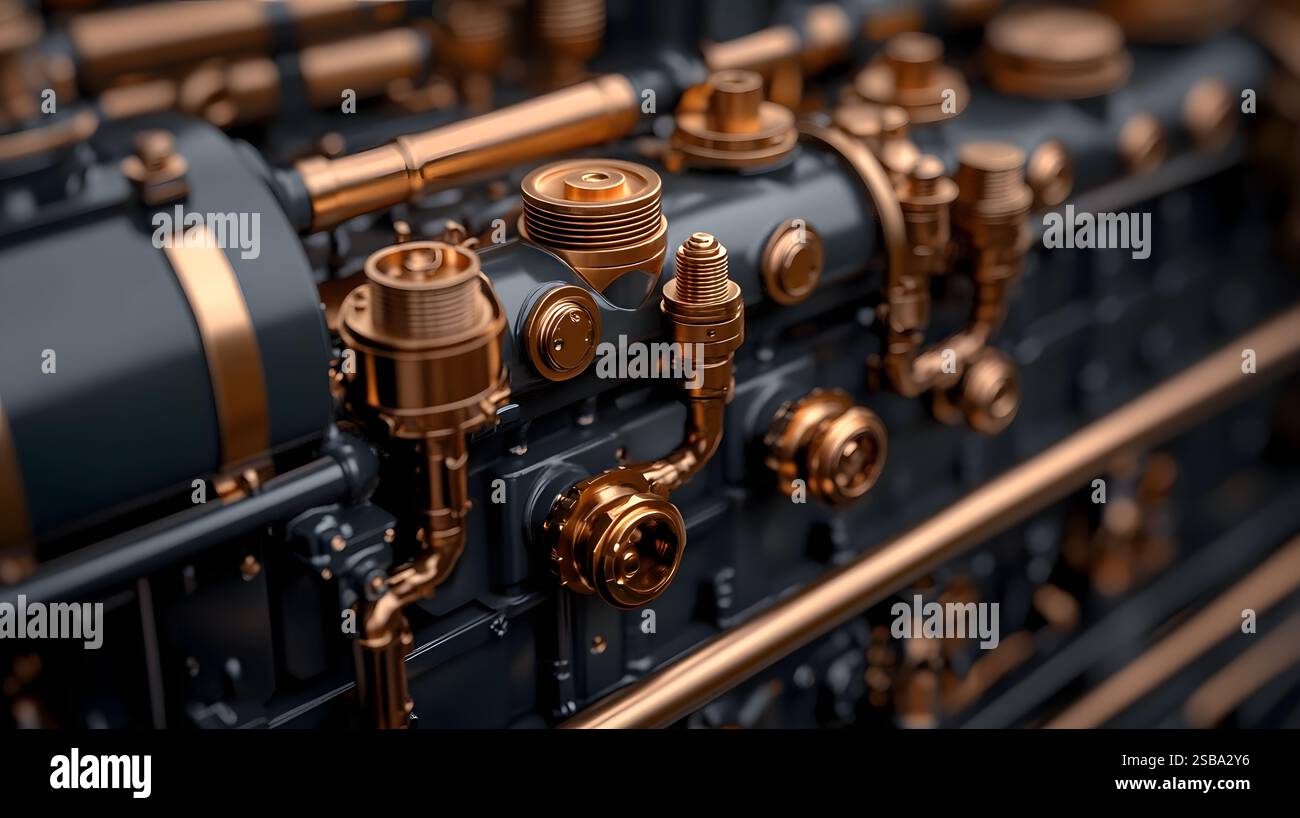 Detailed 3D showcasing the intricate mechanical parts and vintage ...
