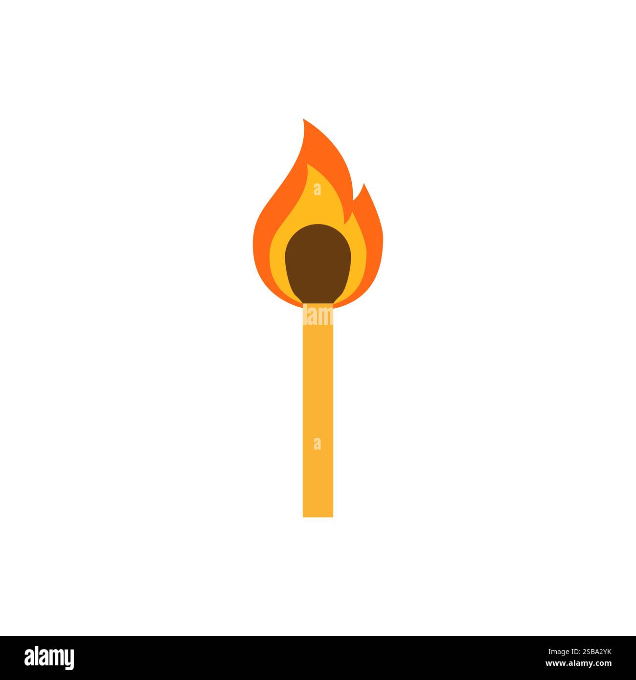 The match is burning. Danger symbol and flammable object. Isolated ...
