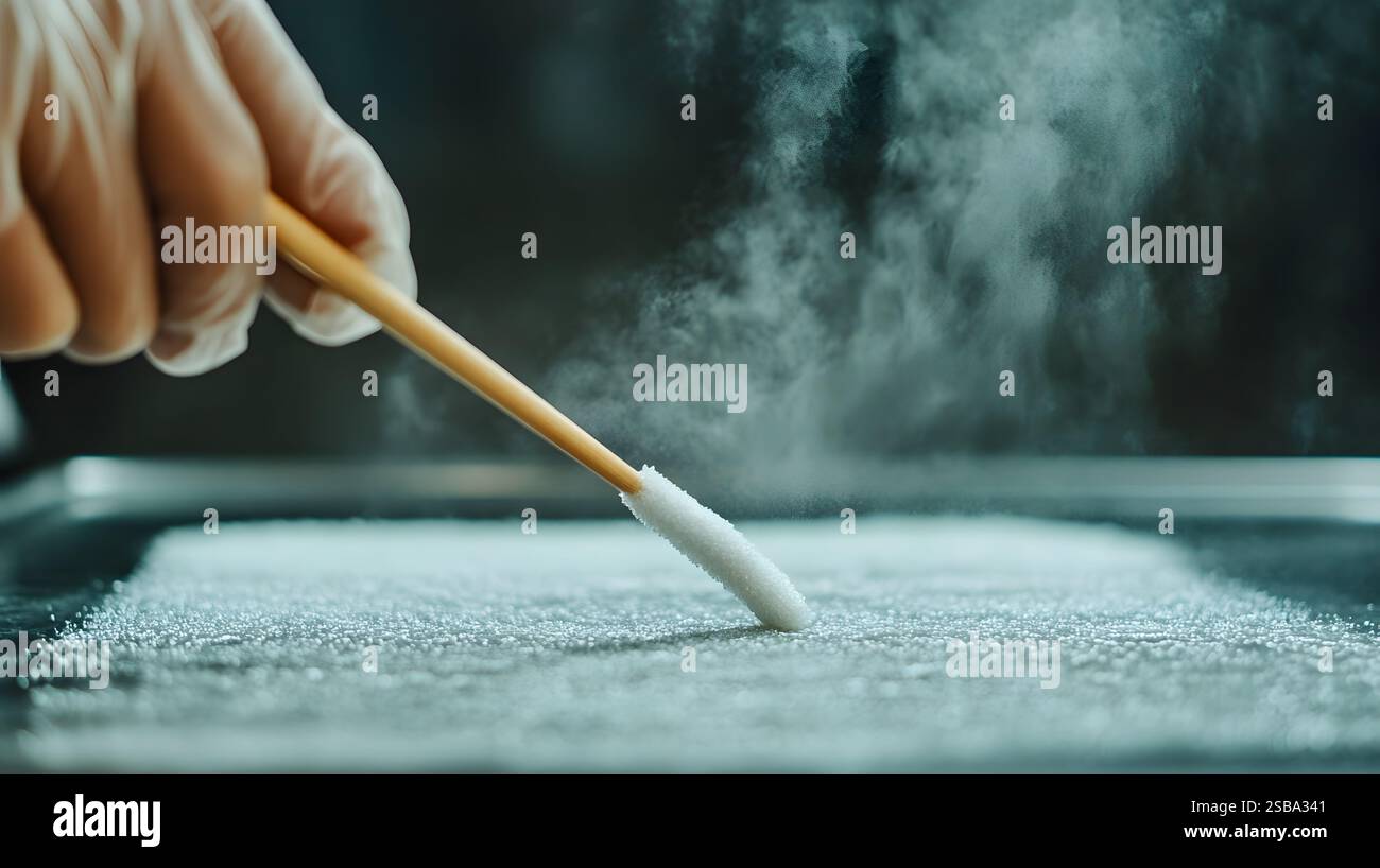 Close-Up Image of a Swab Test Being Conducted on a Food Surface for ...