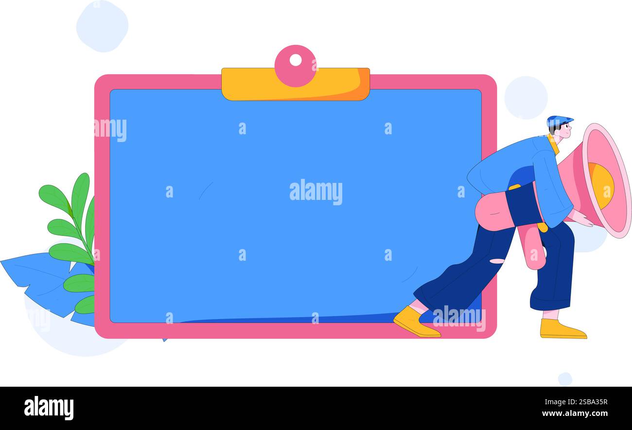 Notification announcement vector creative flat hand drawn illustration ...