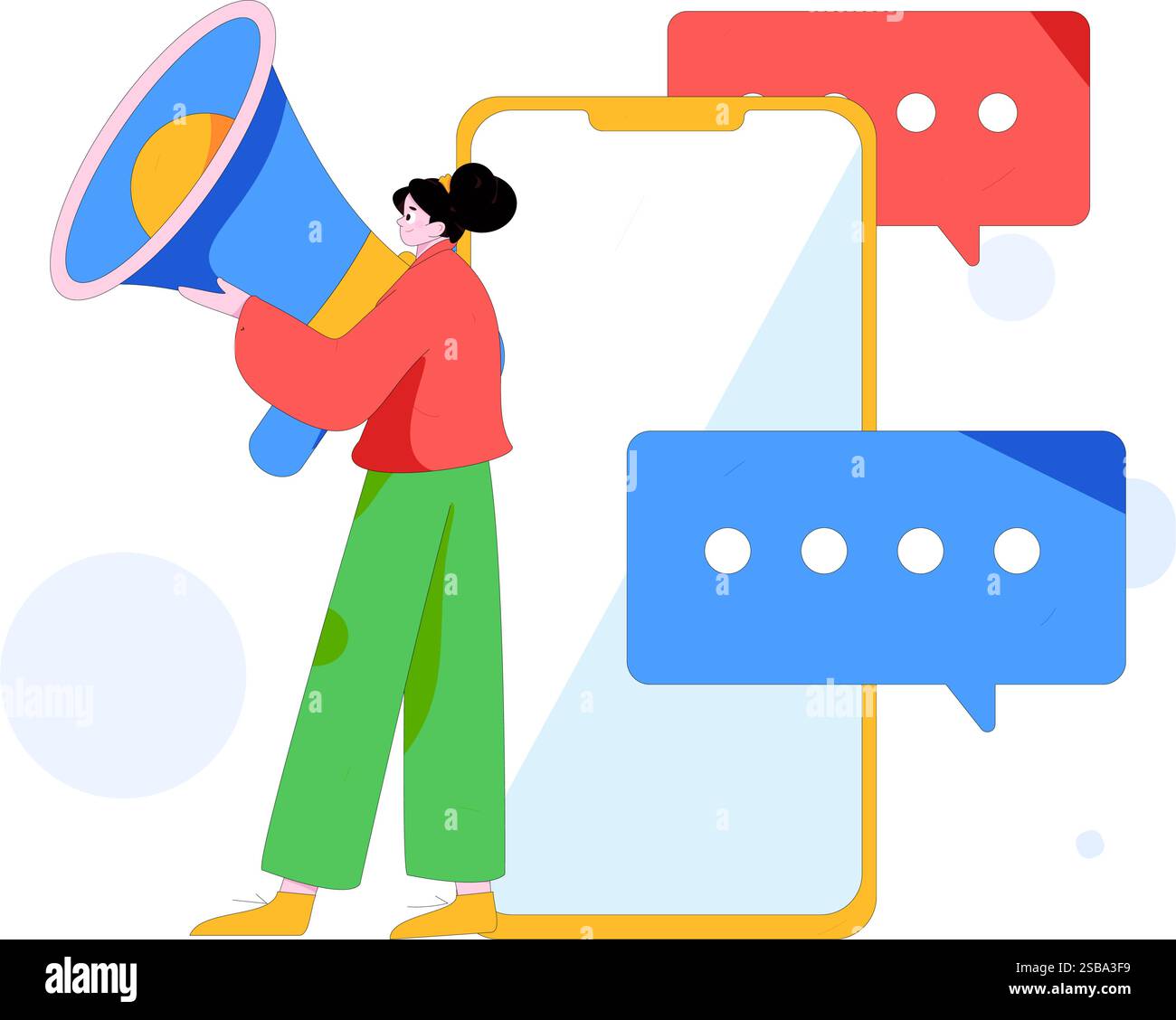 Notification announcement vector creative flat hand drawn illustration ...