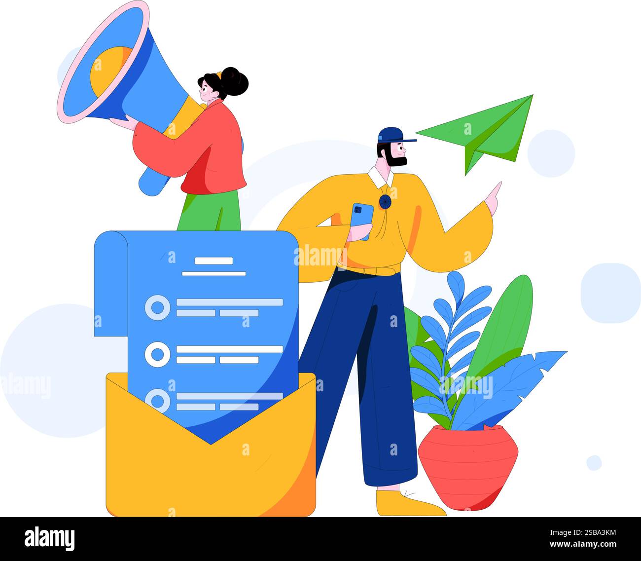 Notification announcement vector creative flat hand drawn illustration ...