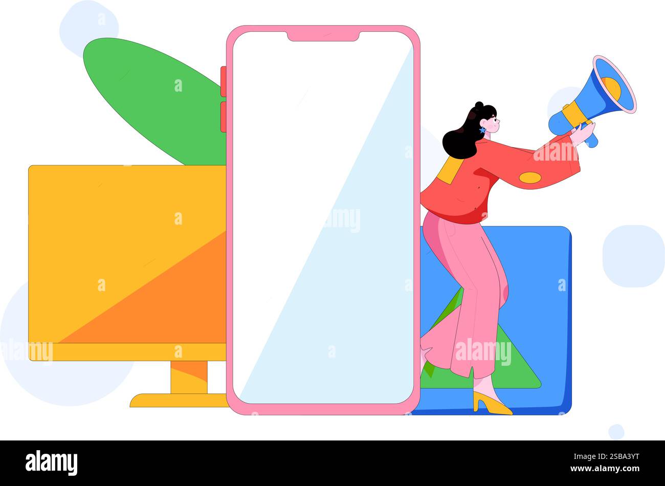 Notification announcement vector creative flat hand drawn illustration ...