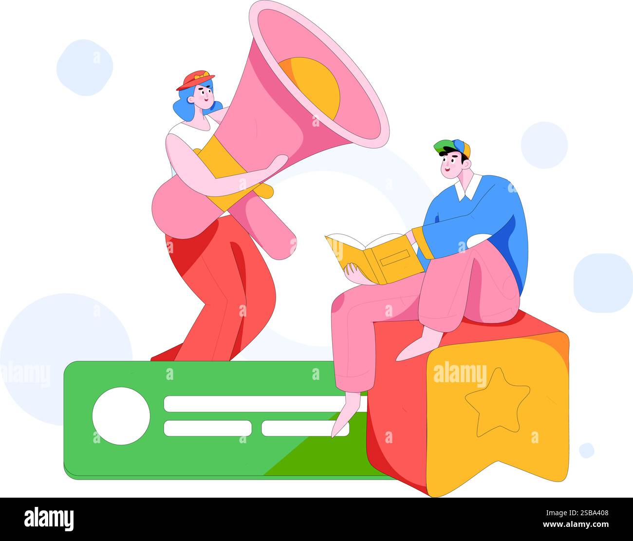 Notification announcement vector creative flat hand drawn illustration ...