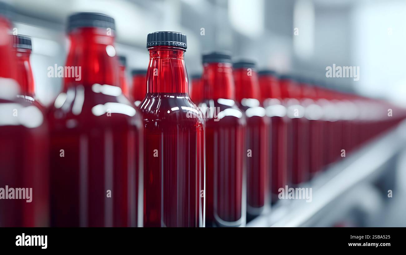 Automated control system scanning and inspecting a row of bottled ...