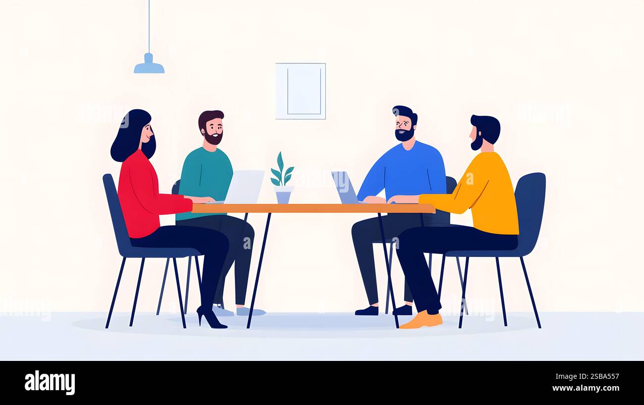 Diverse sales team collaborating and exchanging ideas around a table in ...