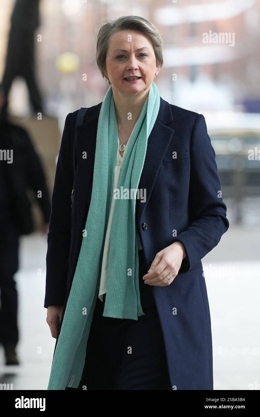 Home Secretary Yvette Cooper arrives at BBC Broadcasting House in ...