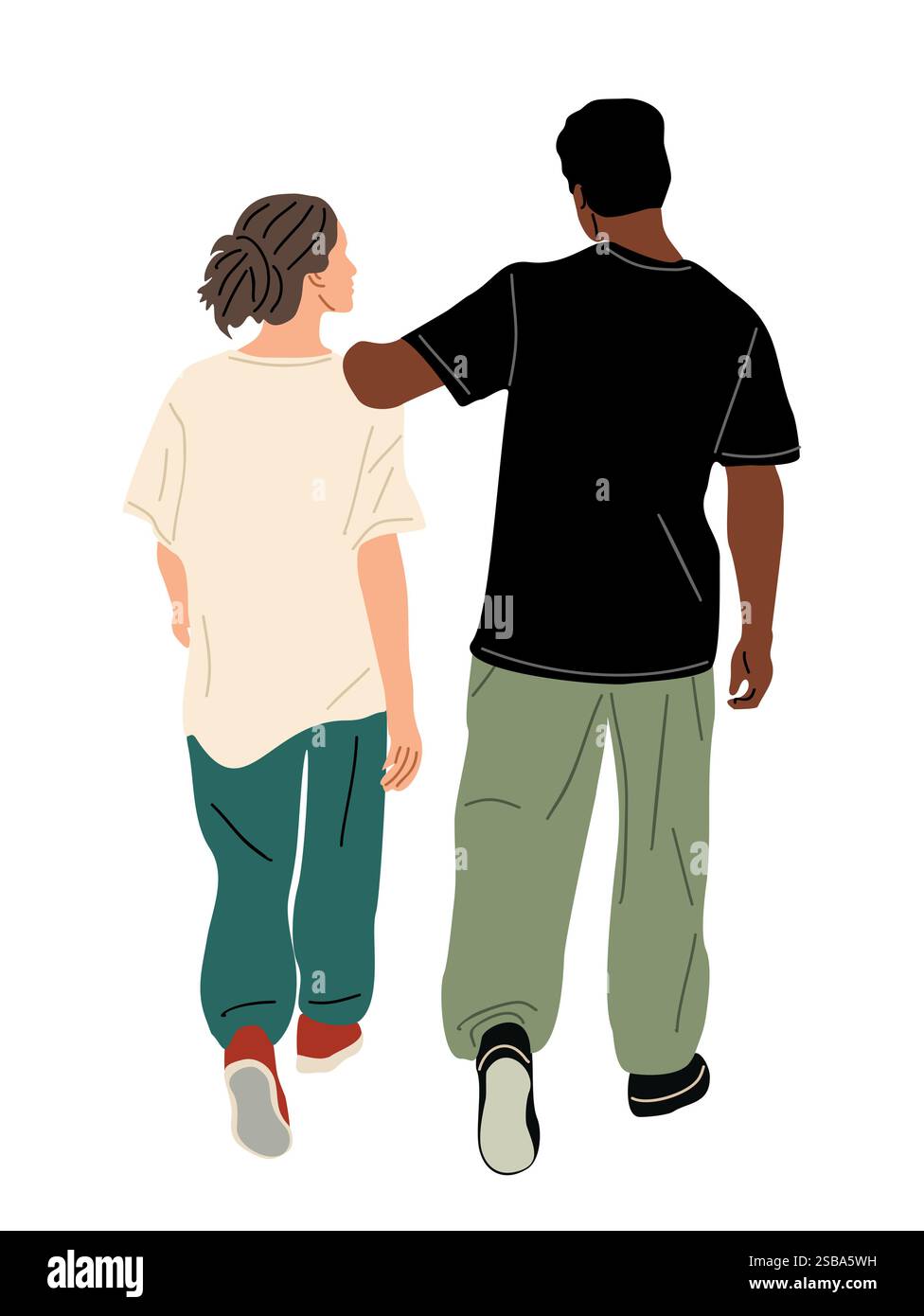 Two women walking rear view Stock Vector Images - Alamy