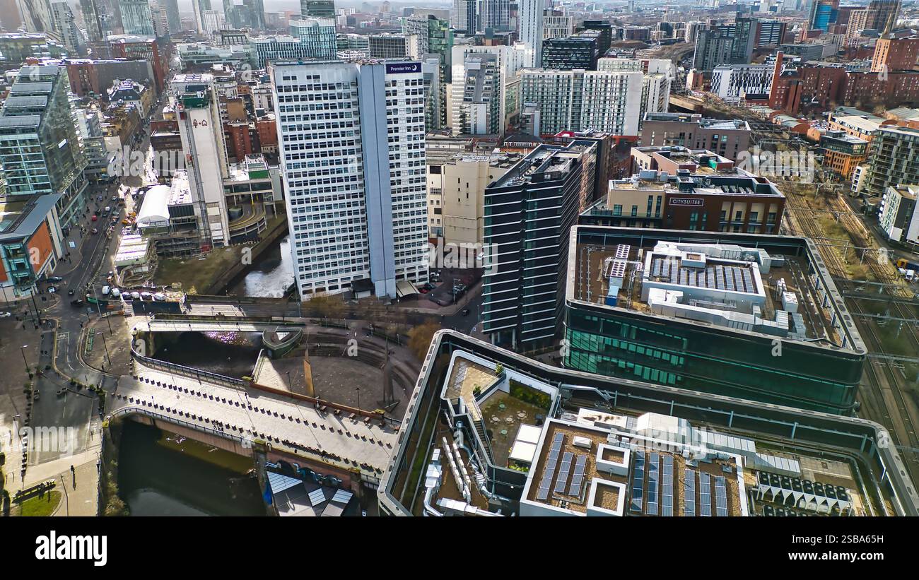 Aerial view of a dense urban area with numerous high-rise buildings ...