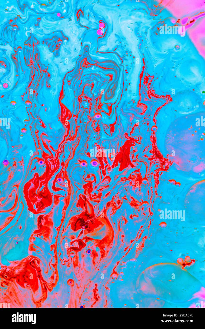 Stunning creative macro abstract still-life of colour infused milk and ...