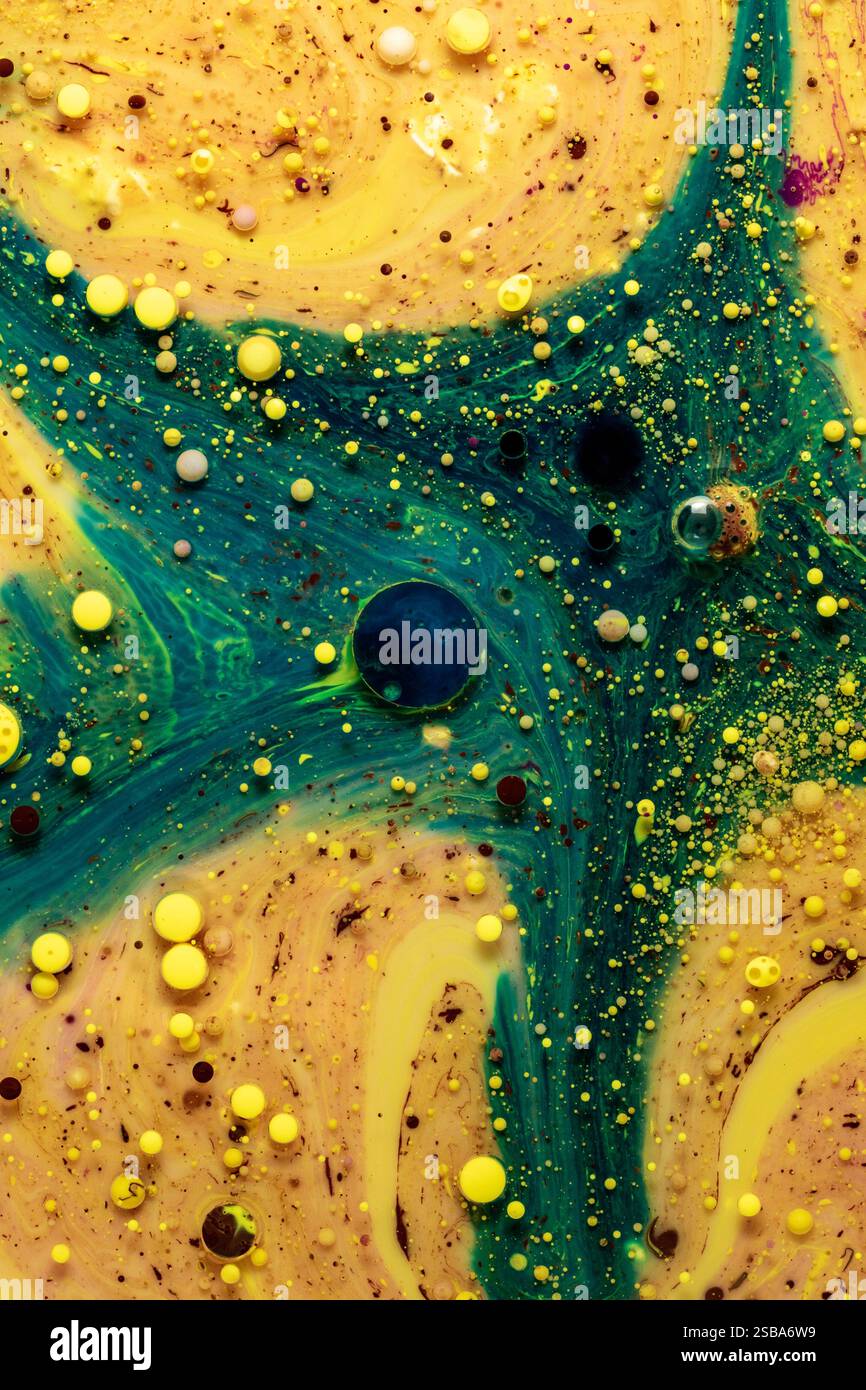 Stunning creative macro abstract still-life of colour infused milk and ...