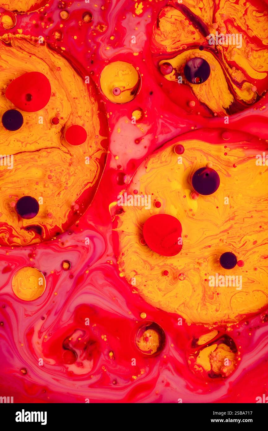 Stunning creative macro abstract still-life of colour infused milk and ...