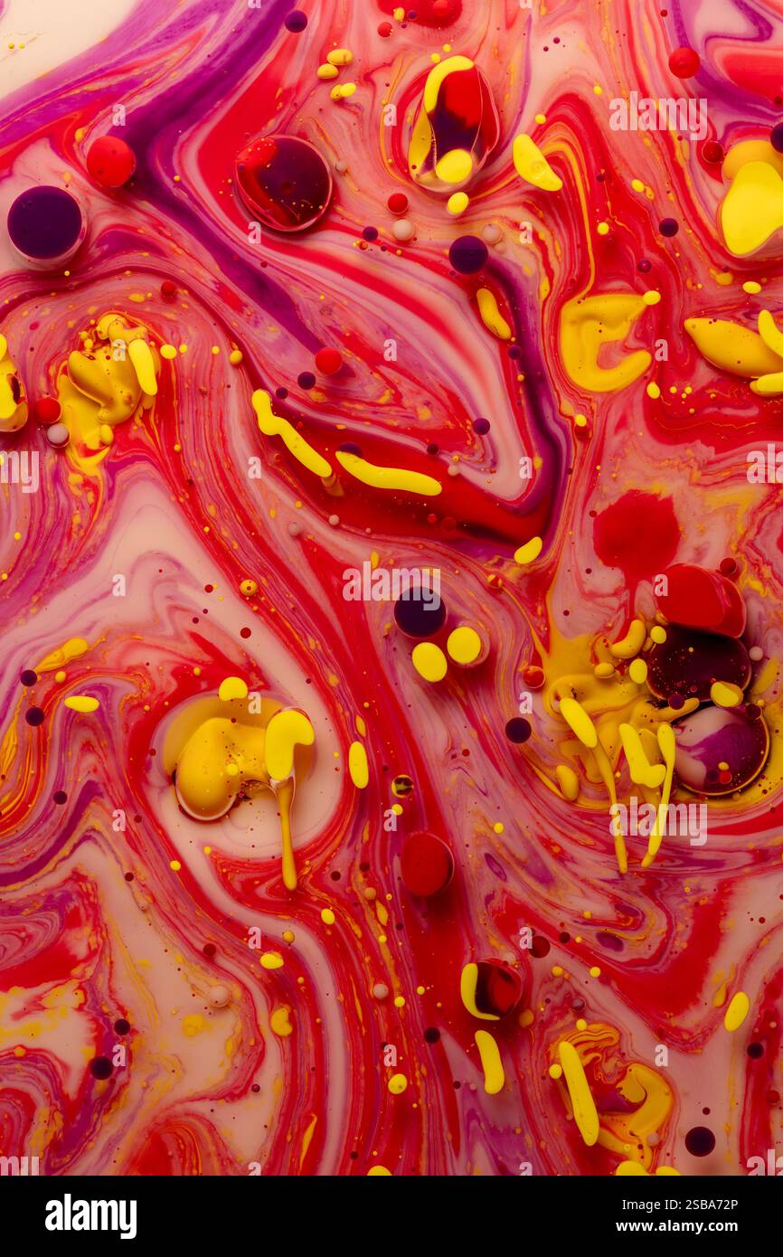 Stunning creative macro abstract still-life of colour infused milk and ...