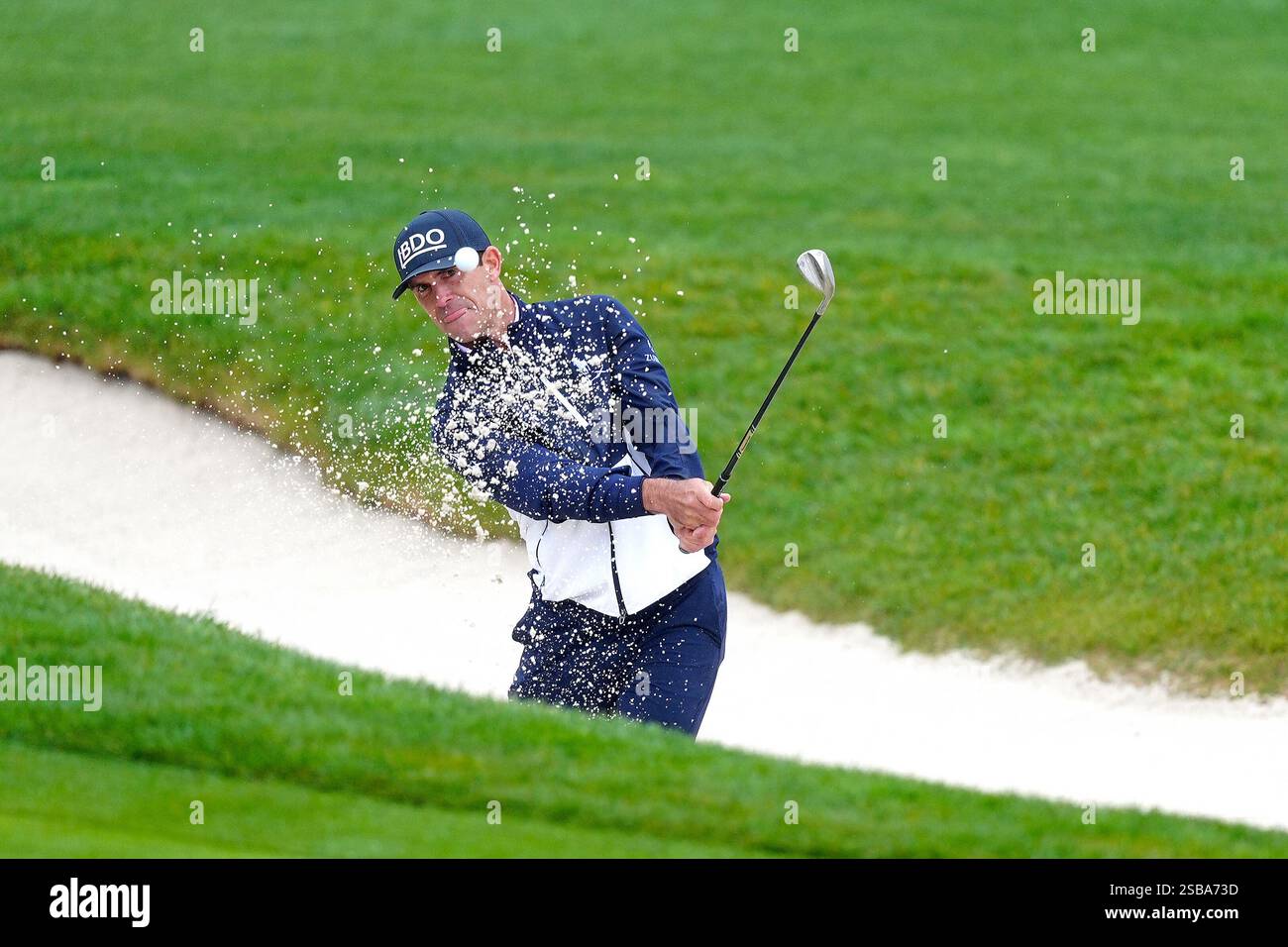 PEBBLE BEACH, CA - FEBRUARY 01: PGA golfer Billy Horschel hits a shot ...