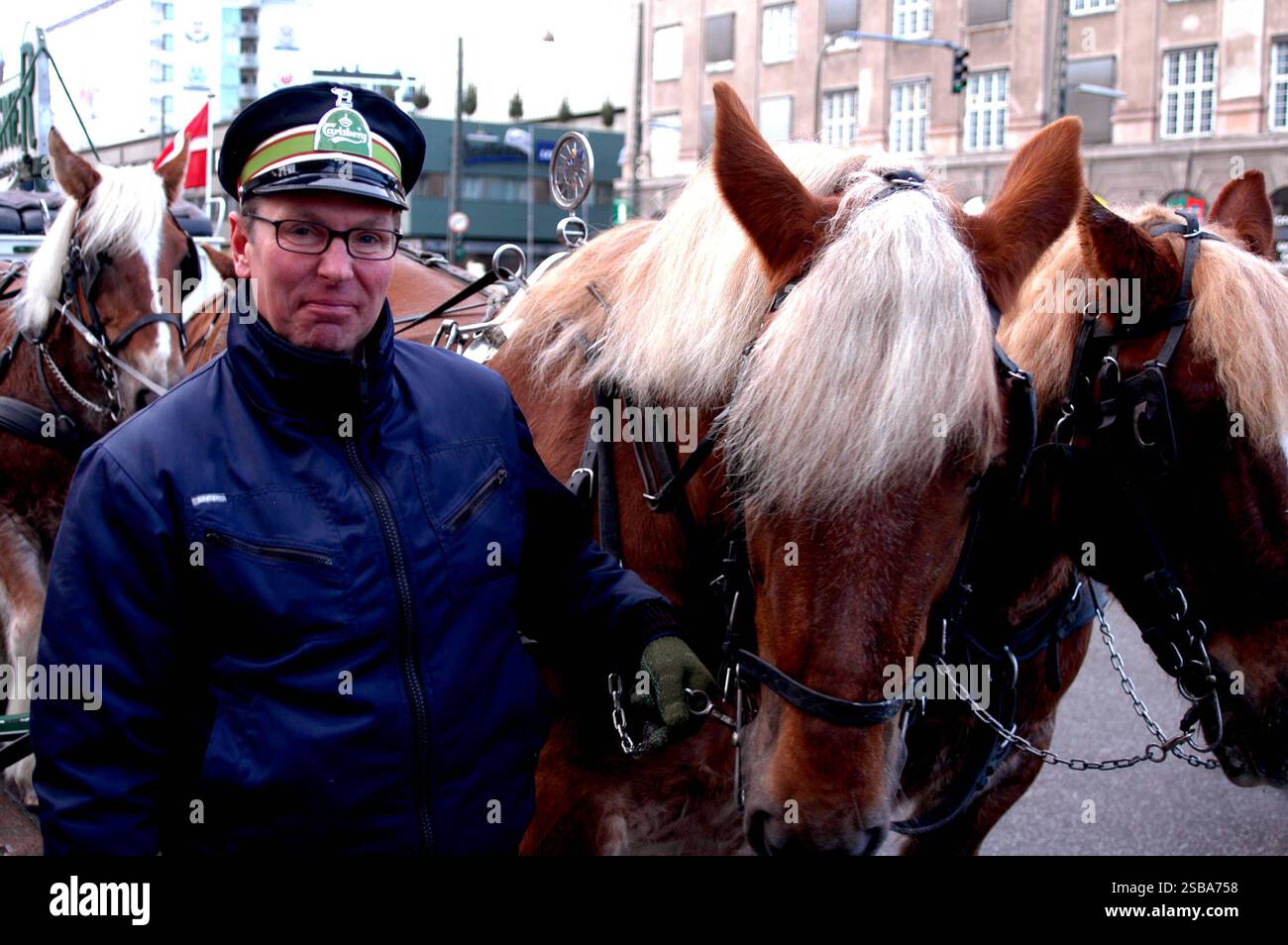 Carlsberg beer horse cart driver Copenhagen Denmark Dece.13,2005 Stock ...