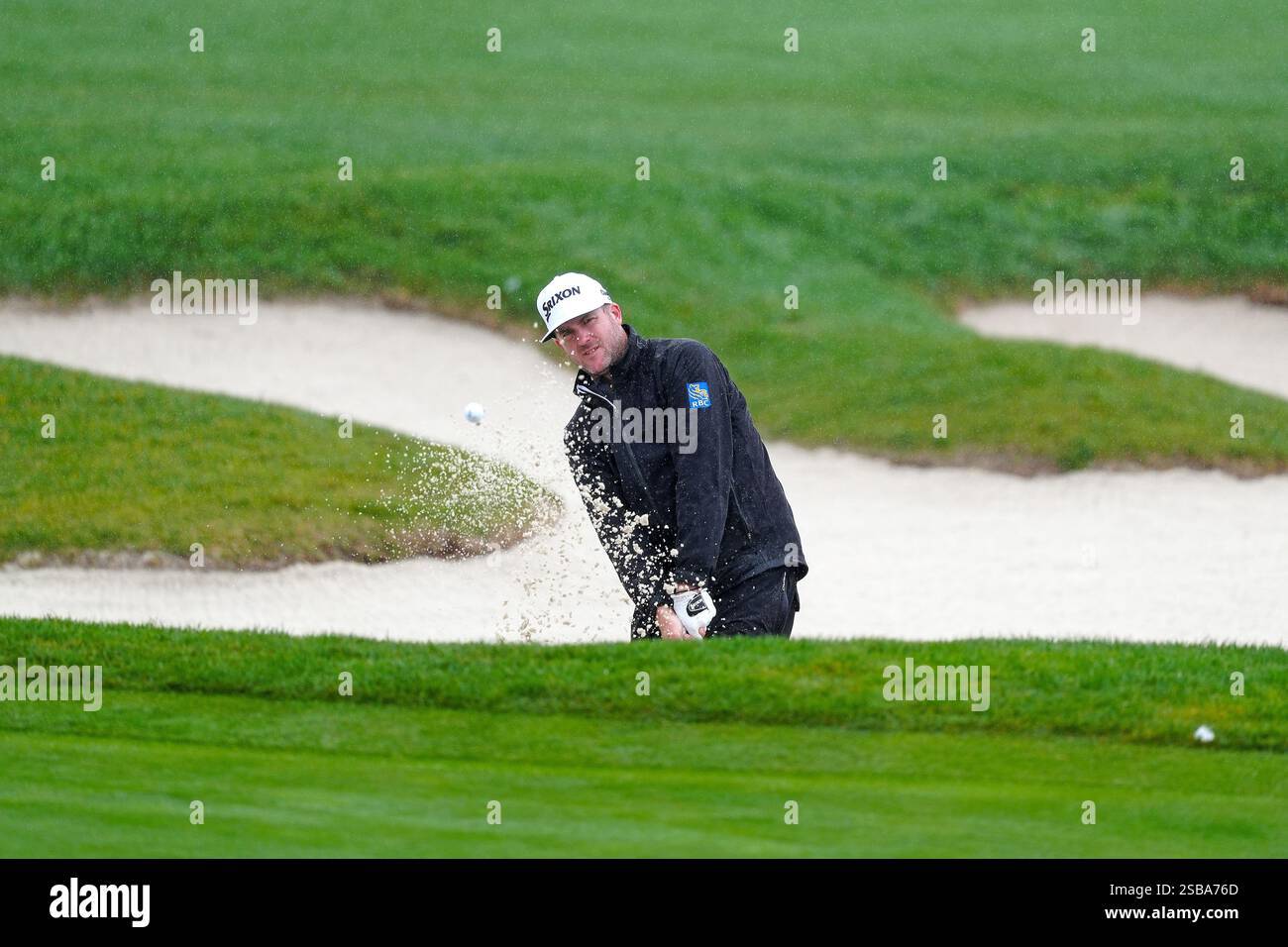 PEBBLE BEACH, CA - FEBRUARY 01: PGA golfer Taylor Pendrith hits a shot ...