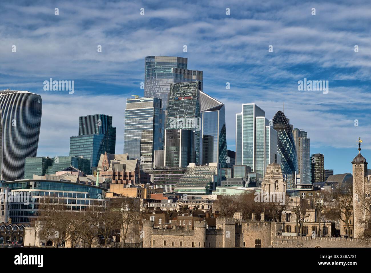 A panoramic view of London's skyline, featuring modern skyscrapers and ...