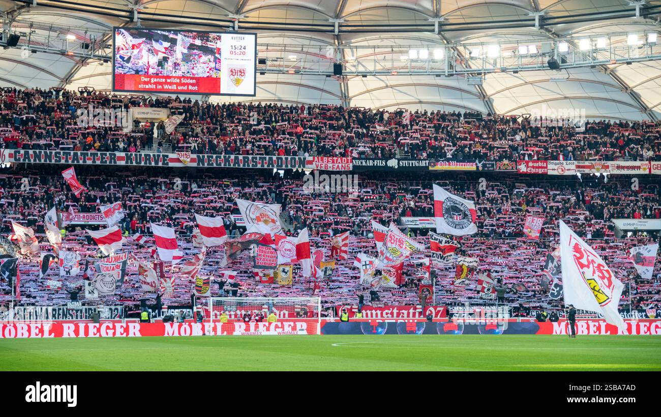 Stuttgart, Deutschland. 01st Feb, 2025. Fankurve, Cannstatter Kurve ...