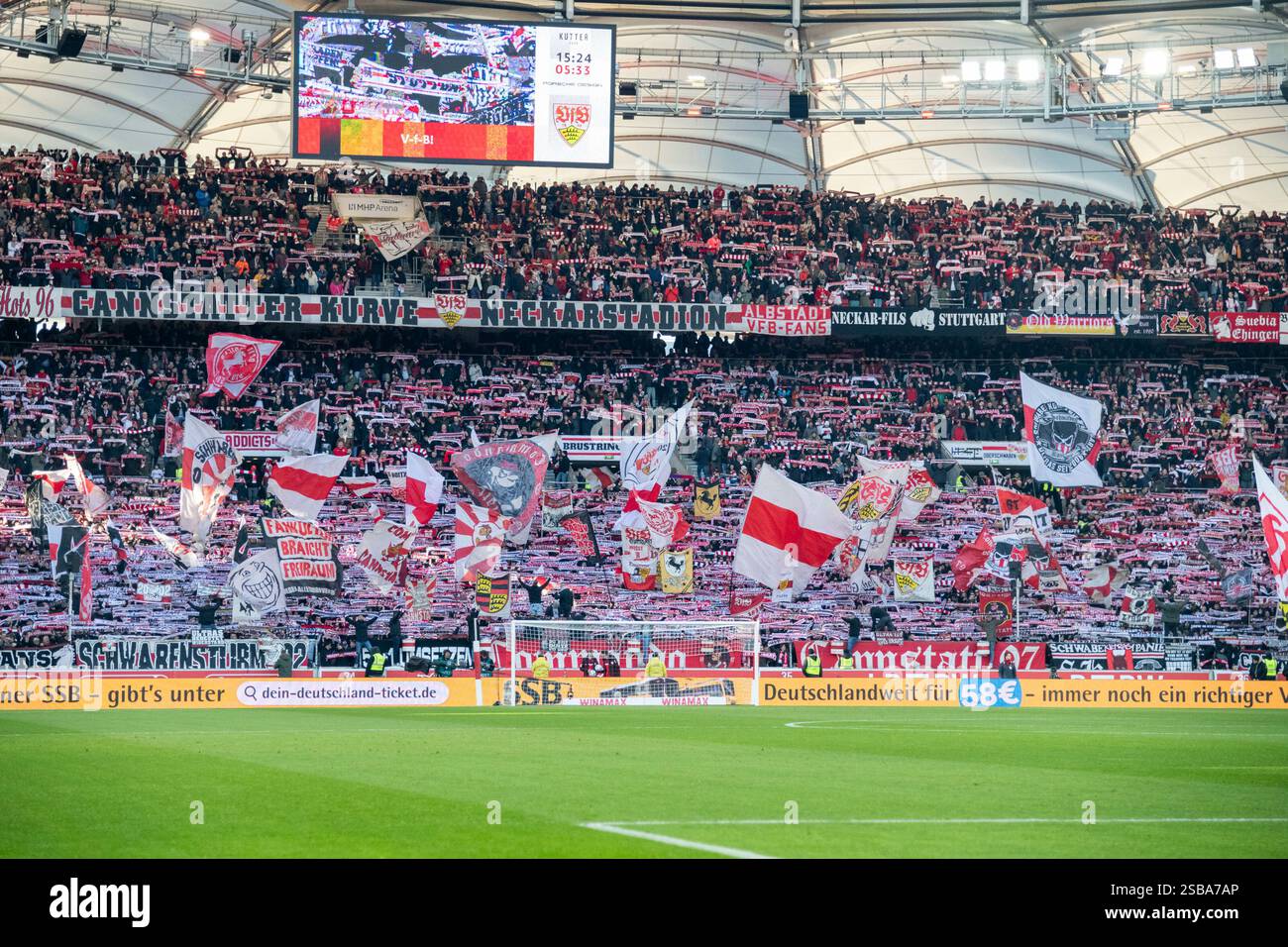 Stuttgart, Deutschland. 01st Feb, 2025. Fankurve, Cannstatter Kurve ...
