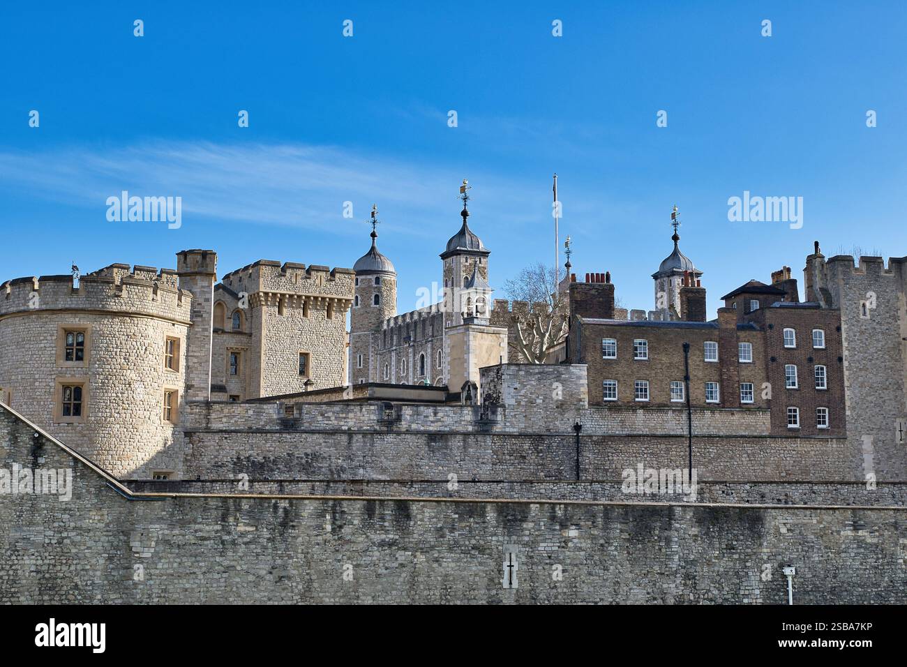 Exterior view of the Tower of London, showcasing various stone ...