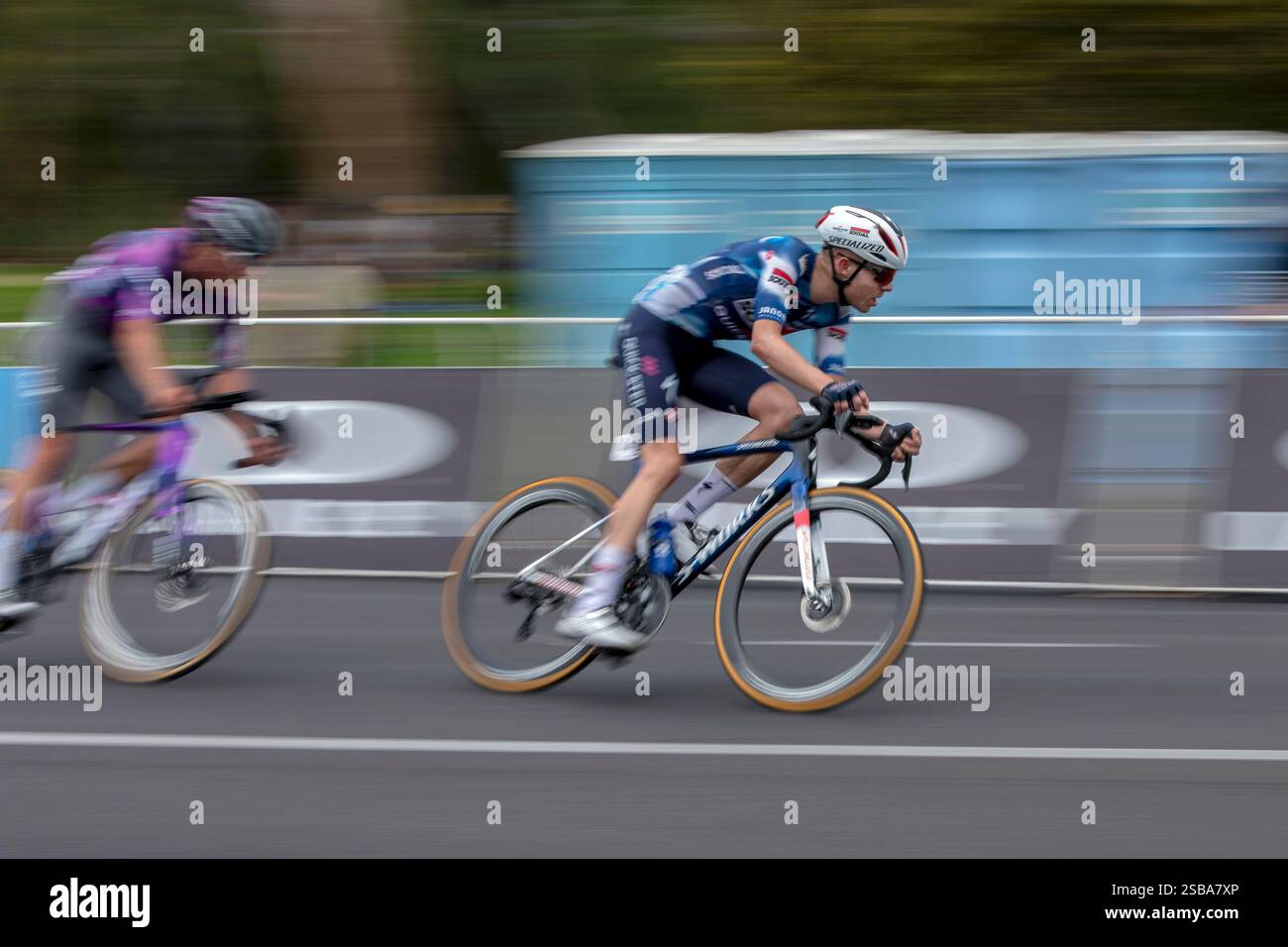 Casper Pedersen from Soudal Quickstep leads the breakaway along War ...