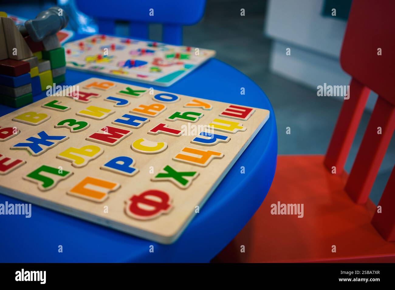 Wooden colorful letters for children, learning the Serbian Cyrillic ...