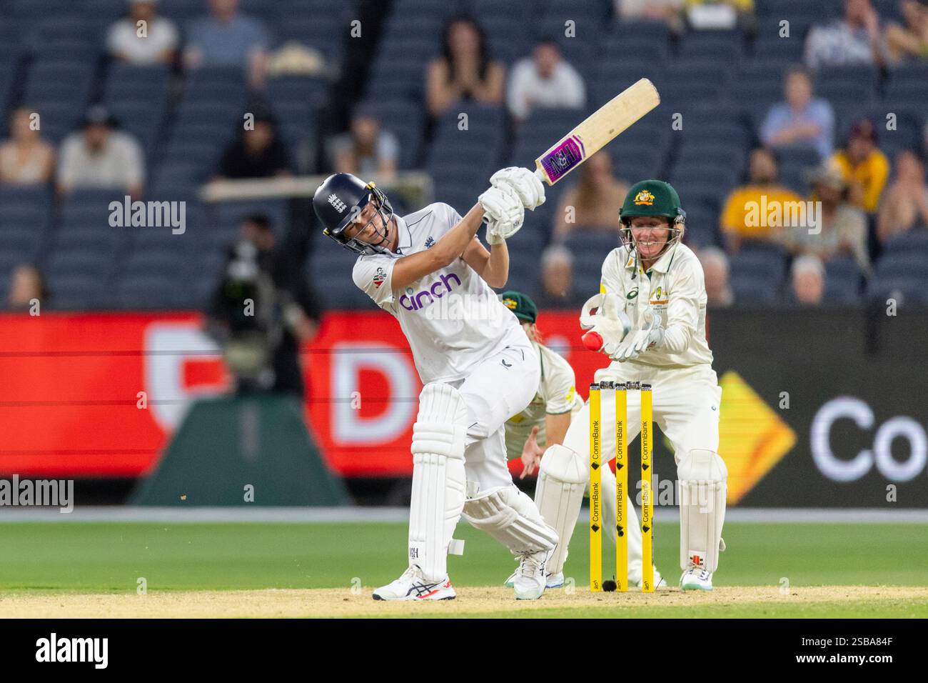 MELBOURNE, AUSTRALIA - FEBRUARY 01: Lauren Bell of England bats during ...