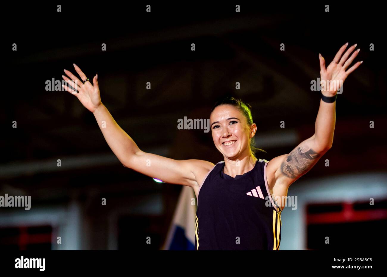 Erfurt, Deutschland. 31st Jan, 2025. Vorfreude: Rebekka Haase (GER/Sprintteam Wetzlar ...