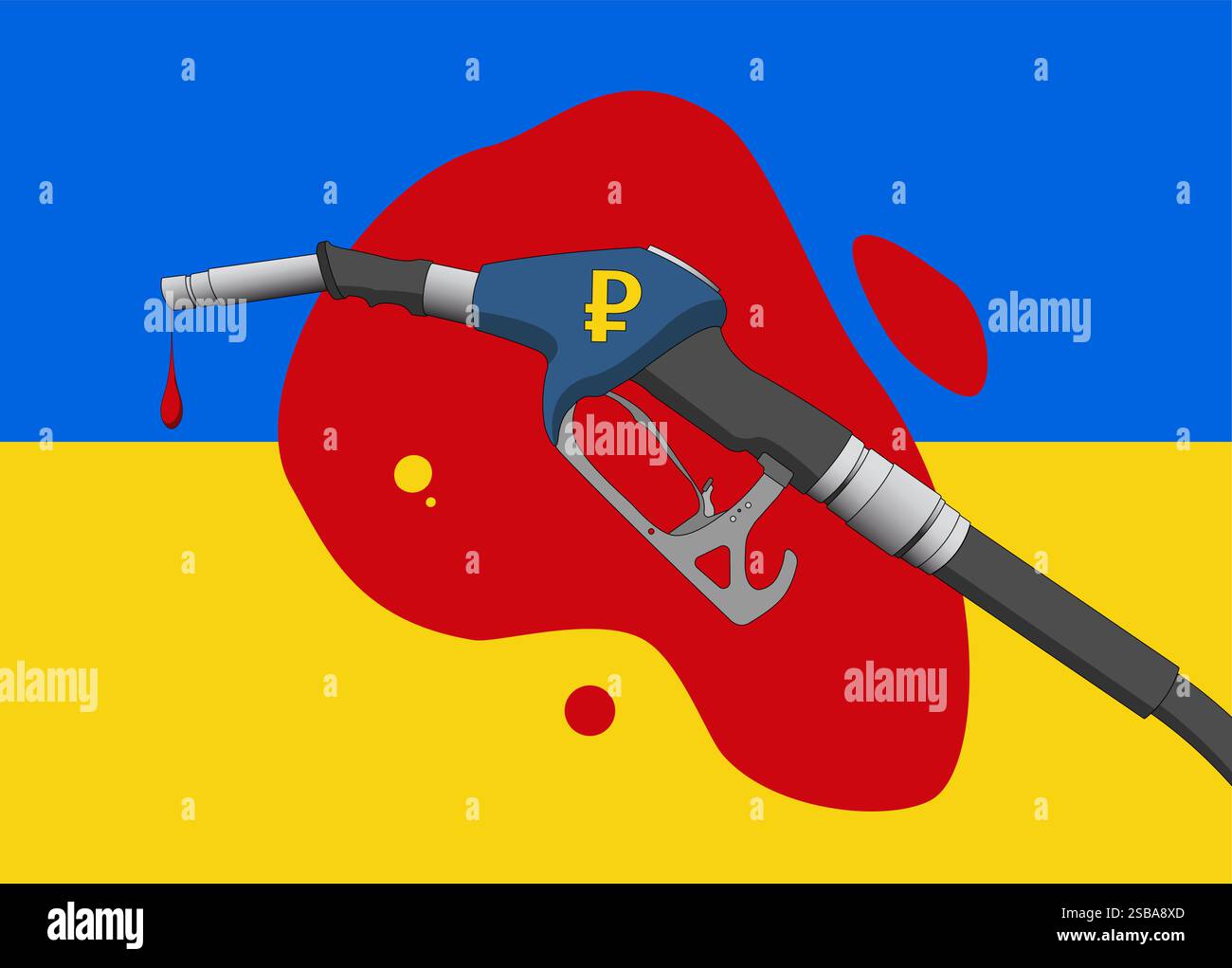 Pistol fuel dispenser pouring blood instead of oil. Russian ruble ...