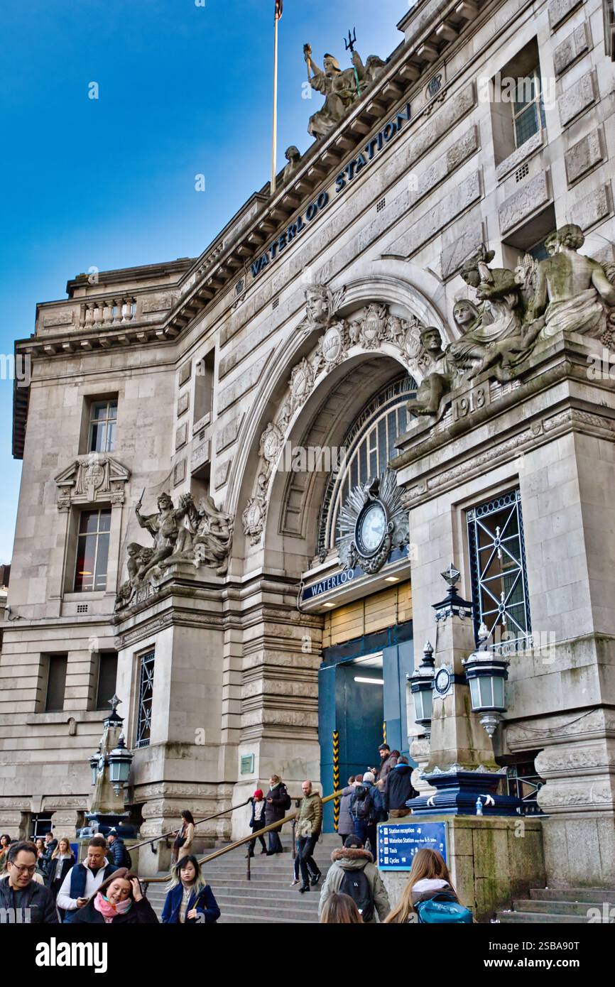 Exterior view of Waterloo Station's main entrance, showcasing its ...