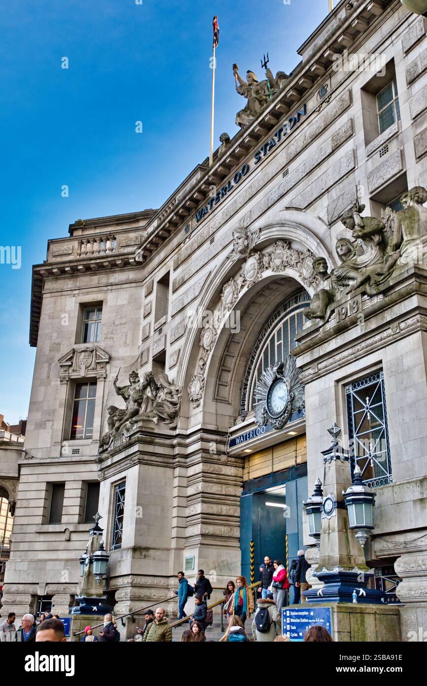 Exterior view of Waterloo Station's main entrance, showcasing its grand ...