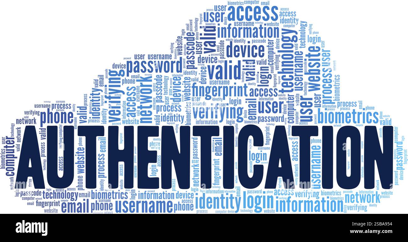 Authentication conceptual vector illustration word cloud isolated on ...