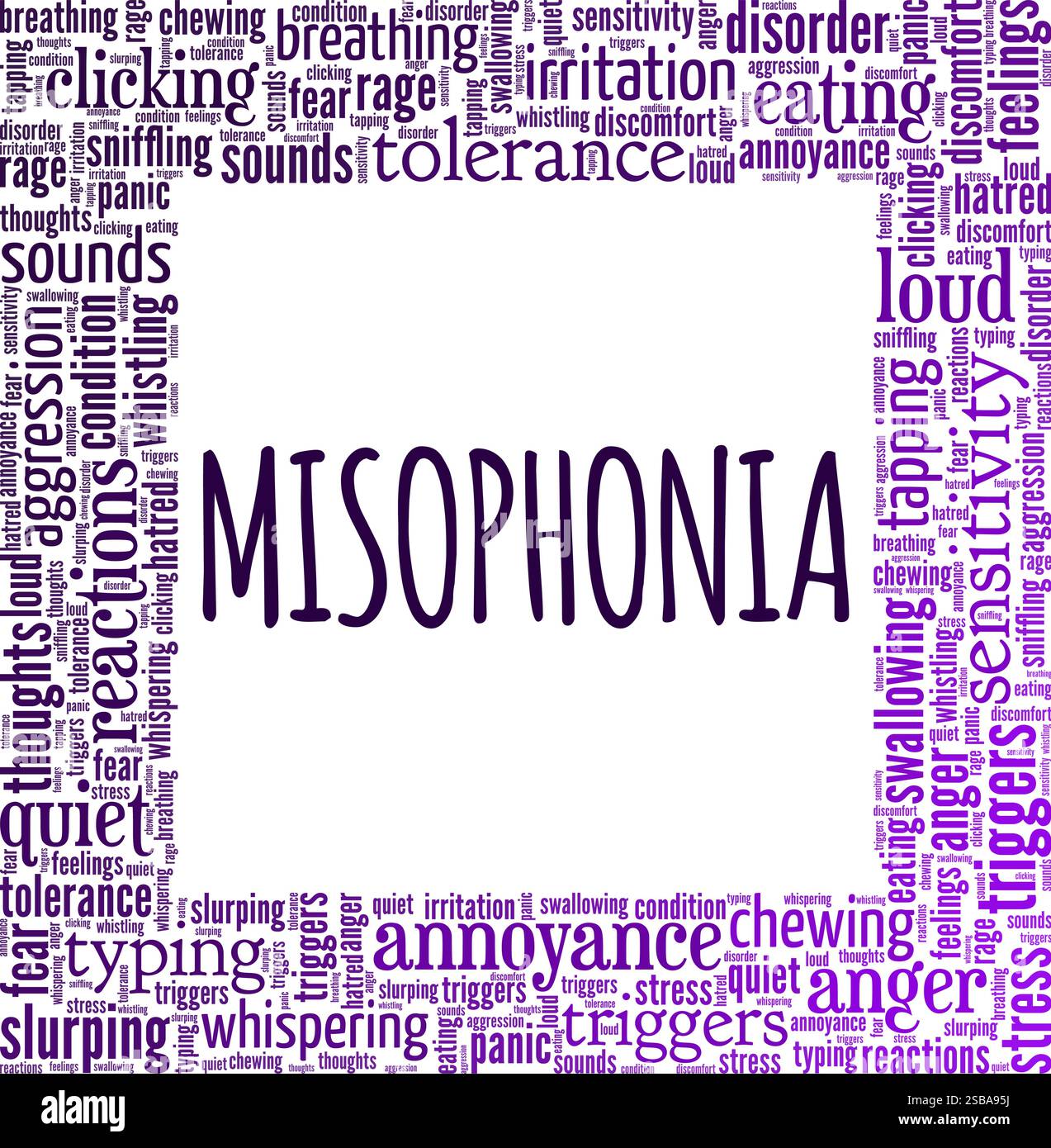 Misophonia word cloud conceptual design isolated on white background ...