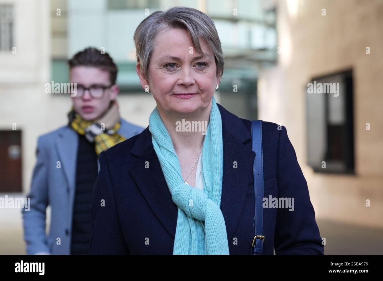 Home Secretary Yvette Cooper leaves BBC Broadcasting House in London ...