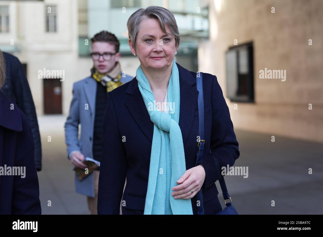 Home Secretary Yvette Cooper leaves BBC Broadcasting House in London ...