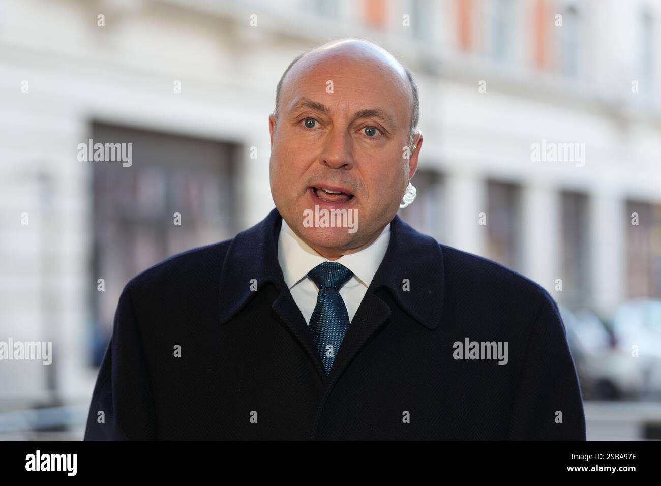 Shadow business and trade secretary Andrew Griffith speaks to the media ...