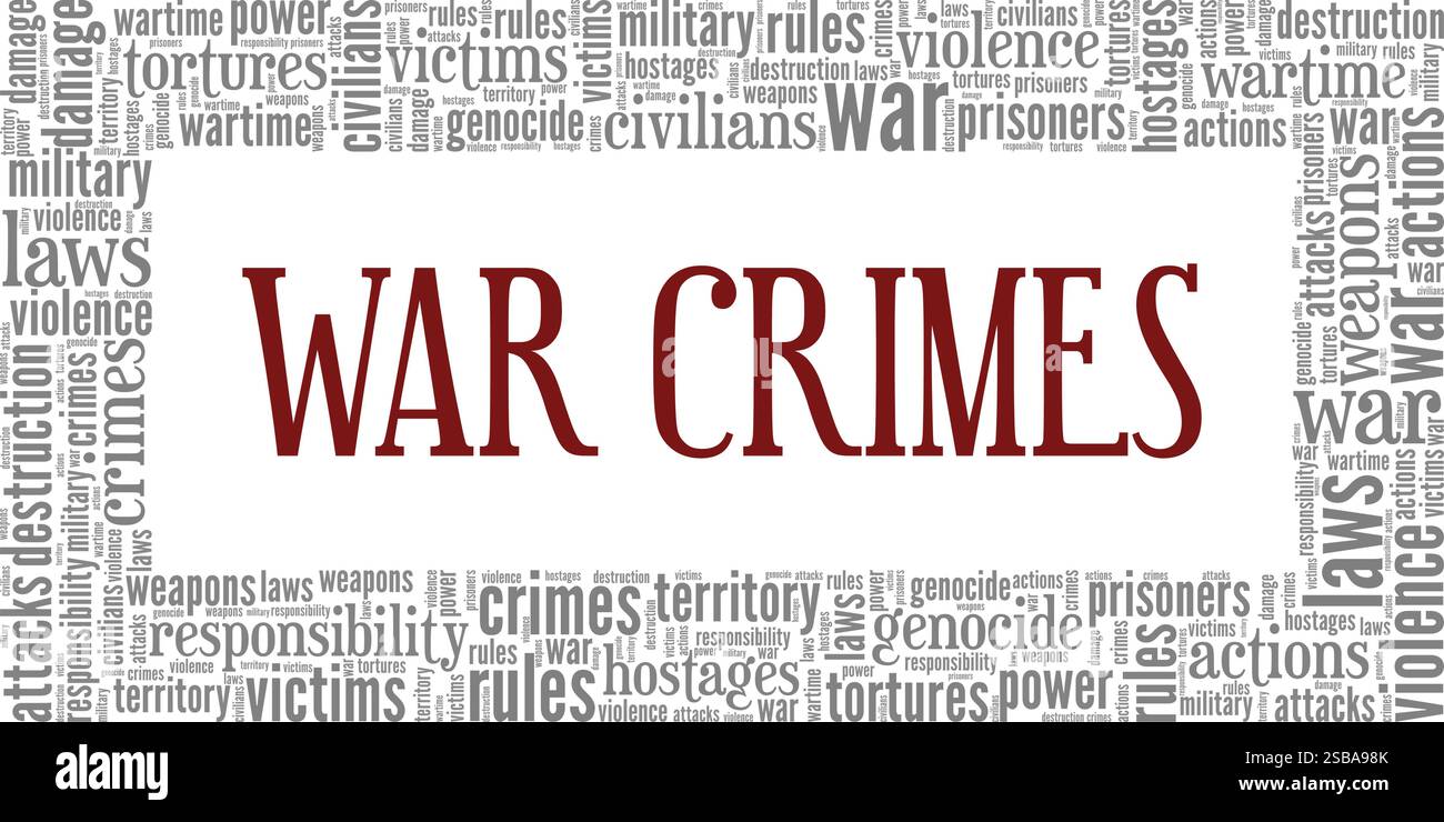 War Crimes word cloud conceptual design isolated on white background ...