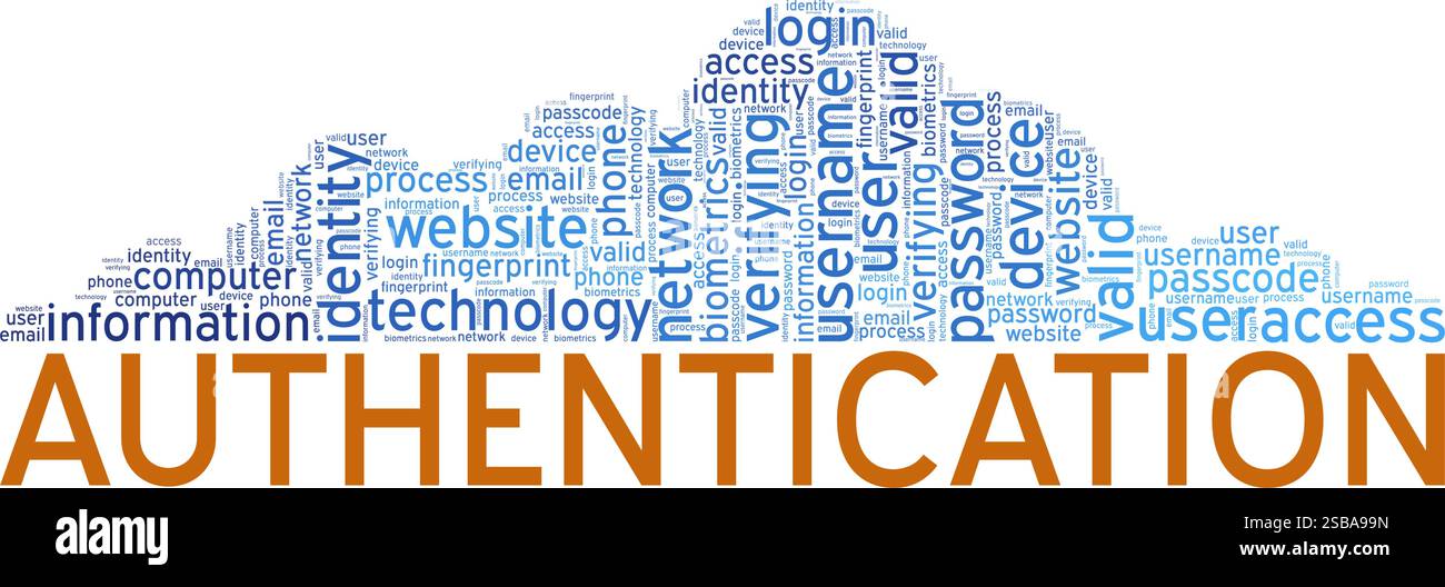 Authentication conceptual vector illustration word cloud isolated on ...