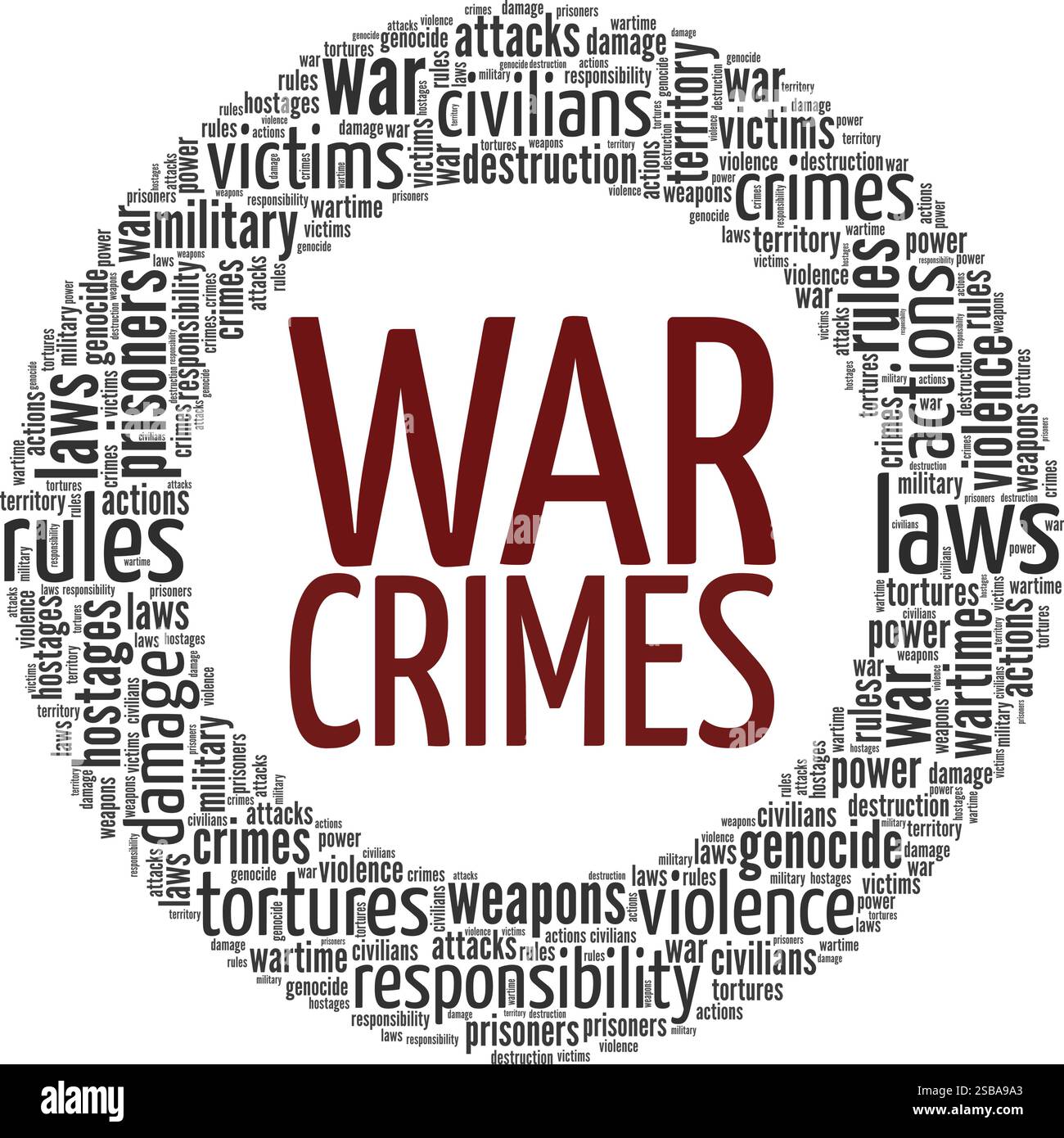 War Crimes word cloud conceptual design isolated on white background ...