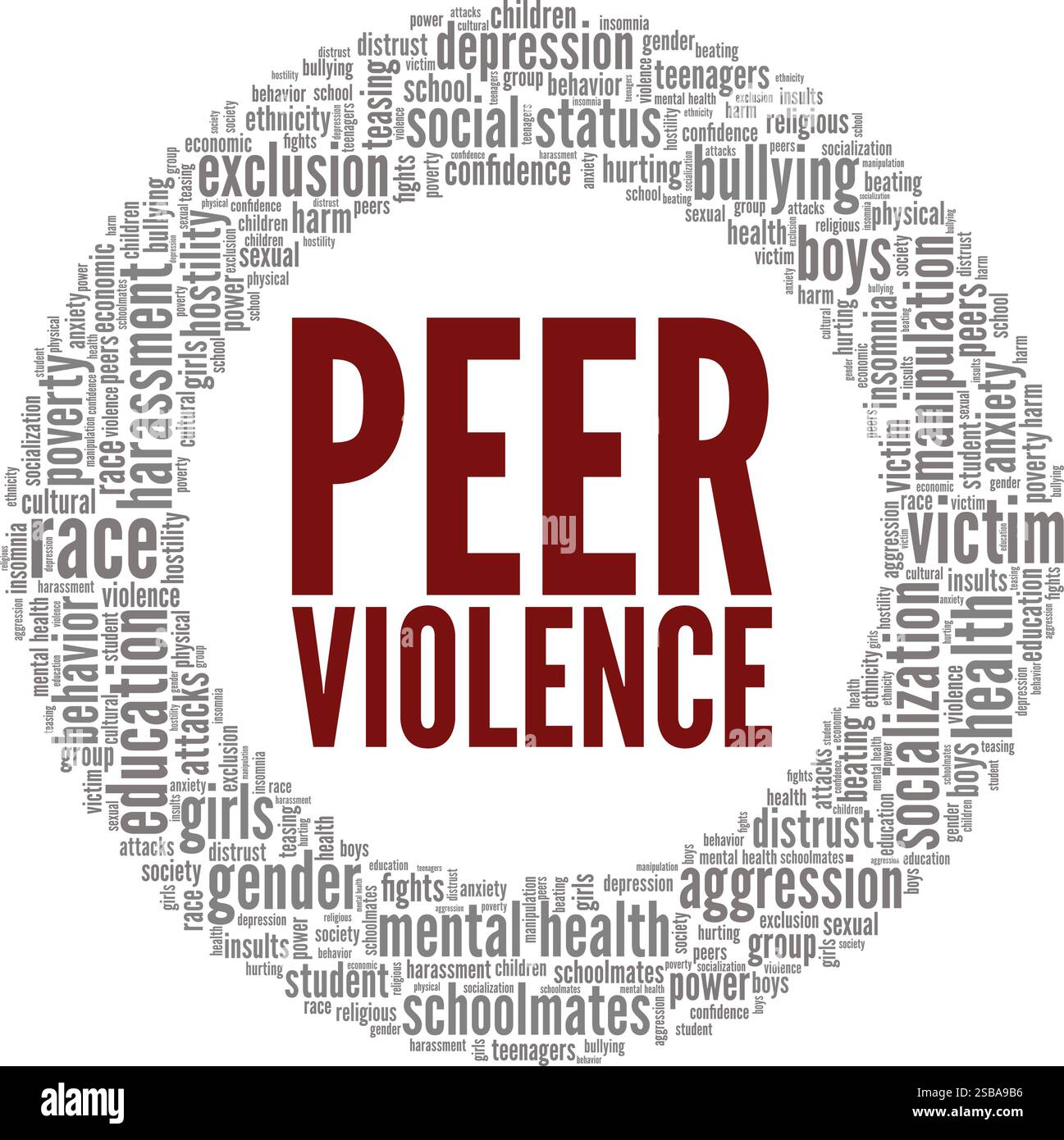 Peer Violence word cloud conceptual design isolated on white background ...