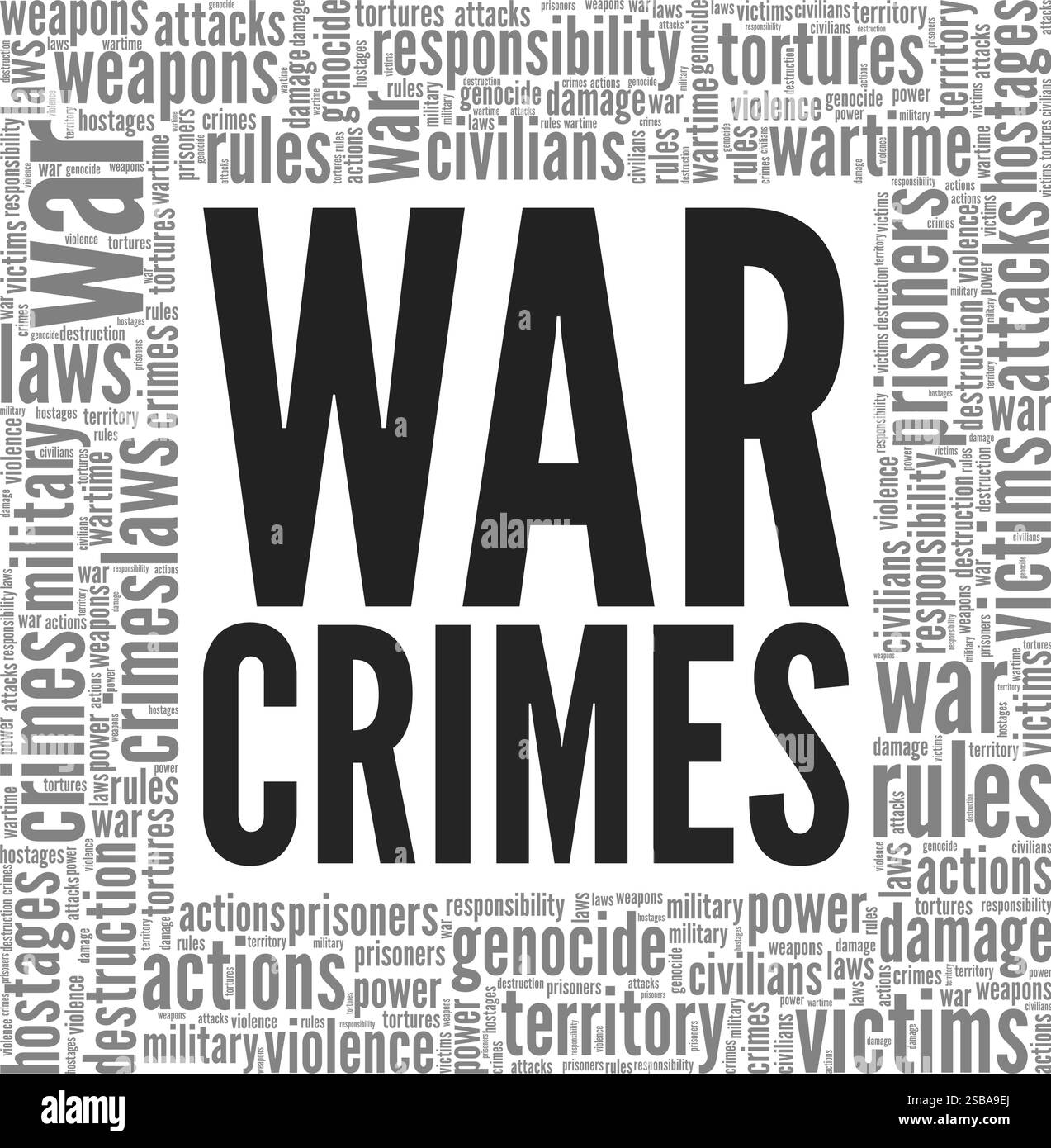 War Crimes word cloud conceptual design isolated on white background ...