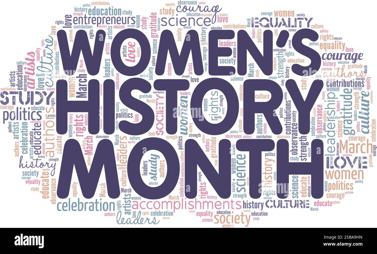 Women's History Month word cloud conceptual design isolated on white ...